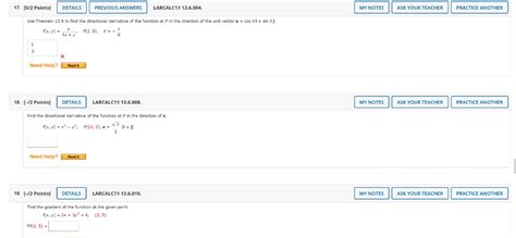 Solved Use Theorem 13 9 To Find The Directional Derivative