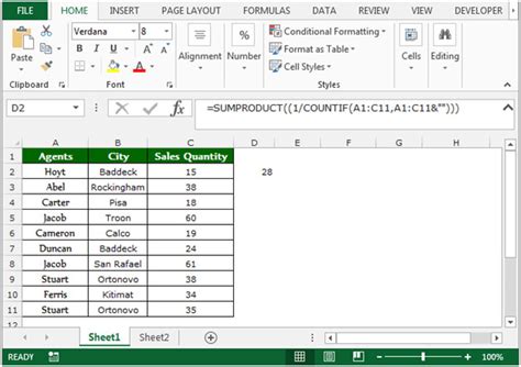 counting number of unique entries in a specified range in