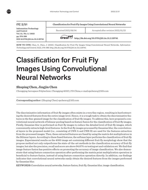Pdf Classification For Fruit Fly Images Using Convolutional Neural