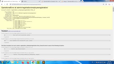 django operationalerror exception value no such column