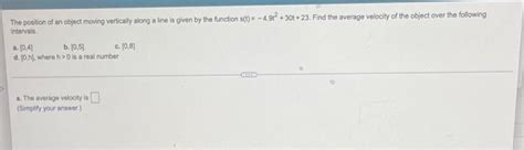 Solved The Position Of An Object Moving Vertically Along A