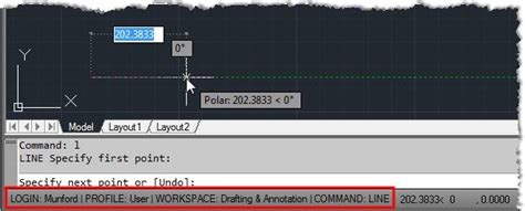 how to use the autocad status line to provide real time