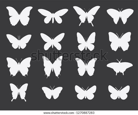 Butterfly Silhouette Set Stock Vector Royalty Free 1270887283
