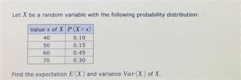solved let x be a random variable with the following prob