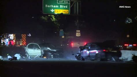 Video Car Slams Into Stalled Vehicle On 101 Freeway Abc7 Los Angeles