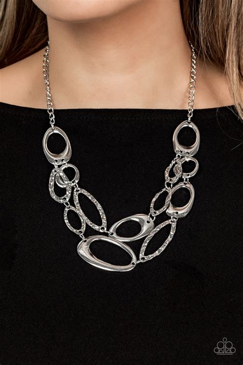 Game Oval Silver Necklace Paparazzi Accessories Bedazzle Me