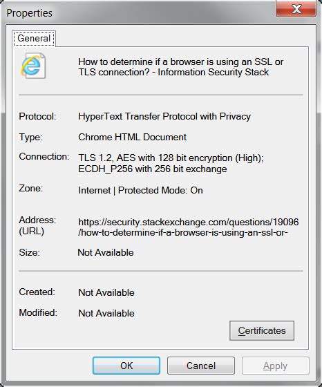 how to determine if a browser is using an ssl or tls connection