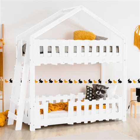 Lit Cabane Superposé 90x200 échelle à Gauche Sommier Inclus Eloïse