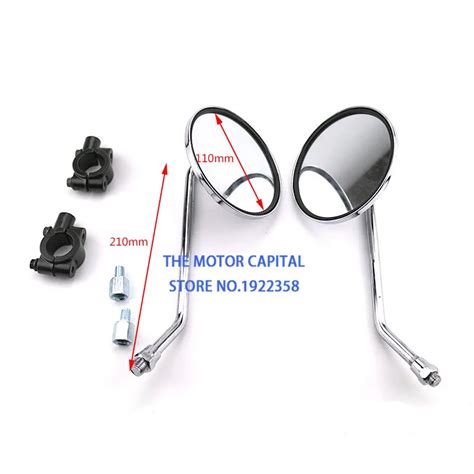 1 Pair White Round Motorcycle Mirror 10mm 8mm Motorbike Side Mirrors