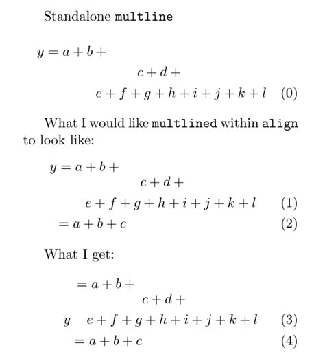 [tex latex] multlined in align enviromnent alignment of “rhs ” and