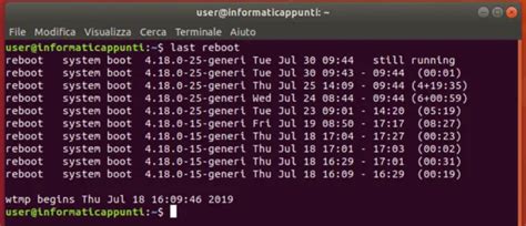 il comando reboot in linux ubuntu informaticappunti
