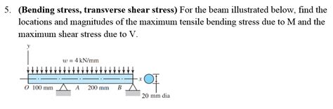 Solved 5 Bending Stress Transverse Shear Stress For The