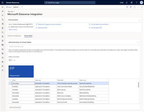 configure dataverse virtual tables human resources dynamics 365