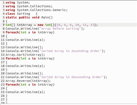 c sort array