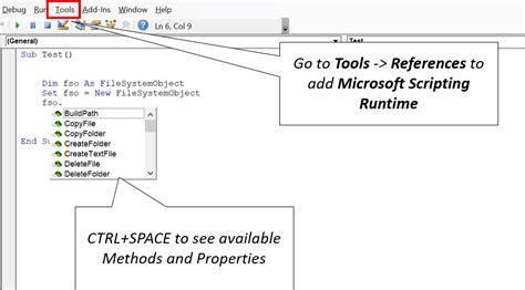 vba filesystemobject fso in excel methods and properties