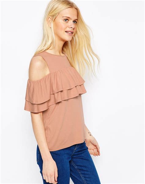 Asos Ruffle Top With Cold Shoulder At Shoulder Tops Outfit