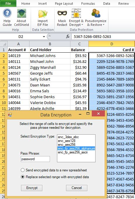 encrypt decrypt sensitive data in excel spreadsheets using cellshield