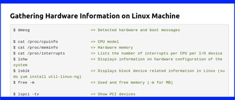 check hardware information on linux via command line