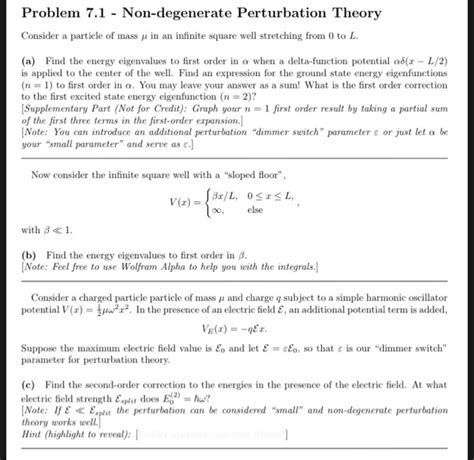 Solved Problem 7 1 Non Degenerate Perturbation Theory