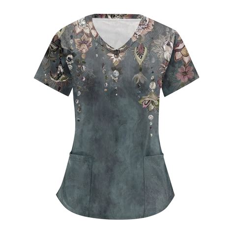 Taymeis Womens Scrub Tops With Designs Stretchy Plus Size Nursing