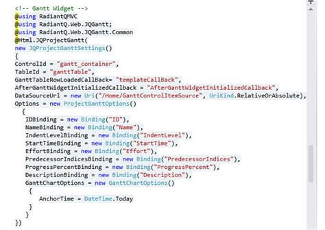 mvc gantt wrapper radiantq
