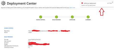 setting up deployment python project to azure web app