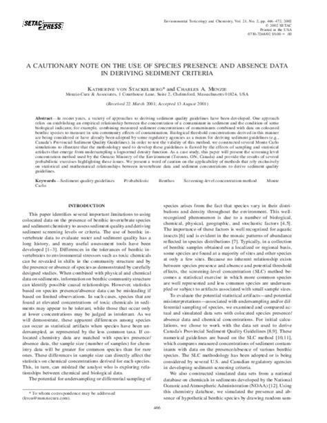 Pdf A Cautionary Note On The Use Of Species Presence And Absence Data