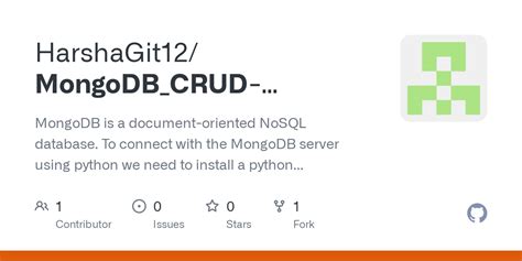 Github Harshagit12 Mongodb Crud Operations Using Python Mongodb Is A