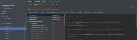 how to set editor code style java parameters from intellij by