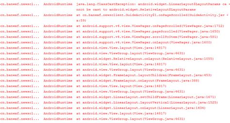 java lang classcastexception android widget linearlayout layoutparams