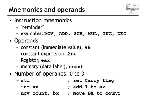 Mnemonics In Assembly Language Examples Image To U