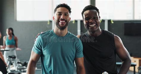 Fist Bump Fitness And Face Of Men In Gym For Training Exercise And