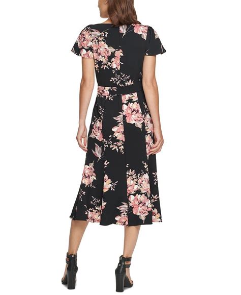 Dkny Flutter Sleeve V Neck Dress Macys