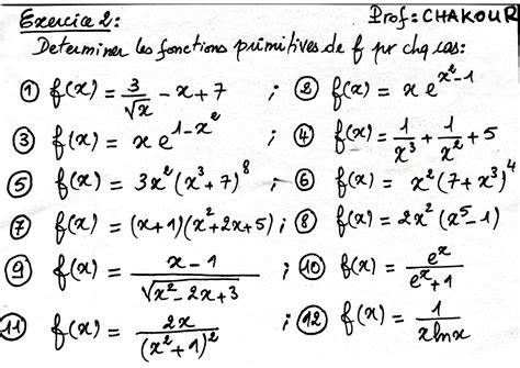 Fonctions Primitives Série Dexercices 2 Alloschool