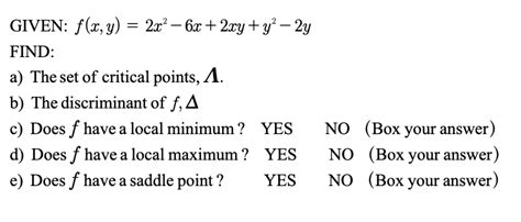 Solved Given F X Y X2−xy 2y2−x−3y Find A The Set Of
