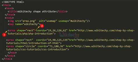 html tutorial shape attribute in html html5 html