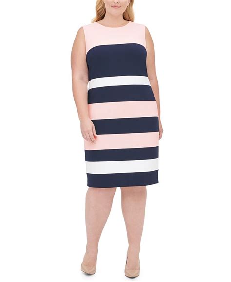 Tommy Hilfiger Plus Size Scuba Crepe Colorblock Sheath Dress Macys