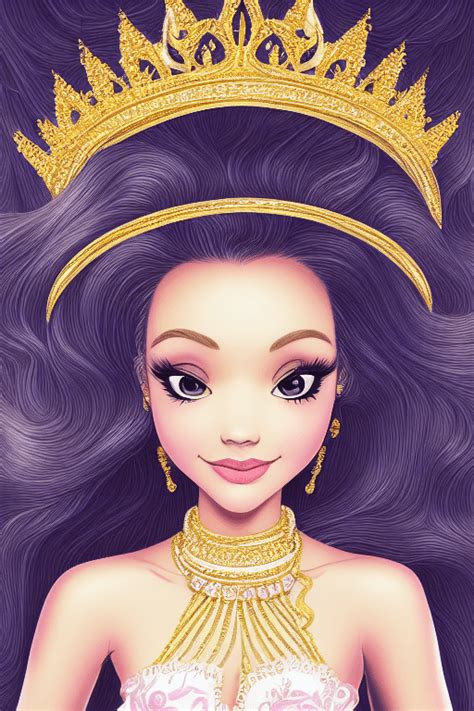 Girl Full Body Dress Disney Princess Large Detailed Eyes Long Hair