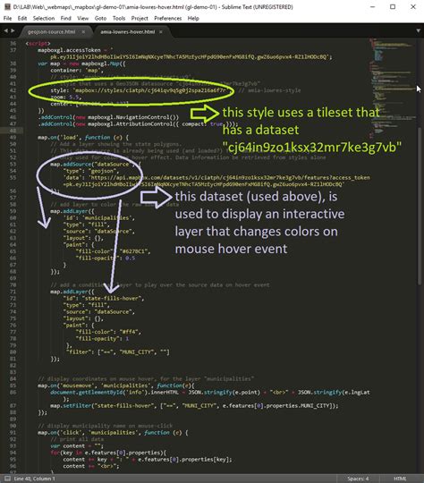 การใช้ข้อมูล geojson ภายในของ mapbox style ที่กำหนดเองเป็นแหล่งที่มา