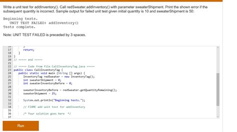 solved java programing write a unit test for