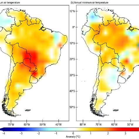 11 Annual A Maximum And B Minimum Temperature Anomalies °c