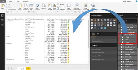 use kpi in table matrix and card visualisations in power bi