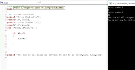 all c programs program 11 sum of all integers divisible