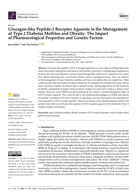 Pdf Glucagon Like Peptide 1 Receptor Agonists In The Management Of