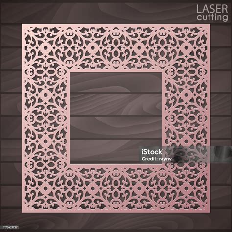 Bingkai Renda Kertas Yang Dipotong Dengan Laser Ilustrasi Vektor