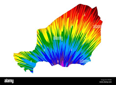 Niger Map Is Designed Rainbow Abstract Colorful Pattern Republic Of