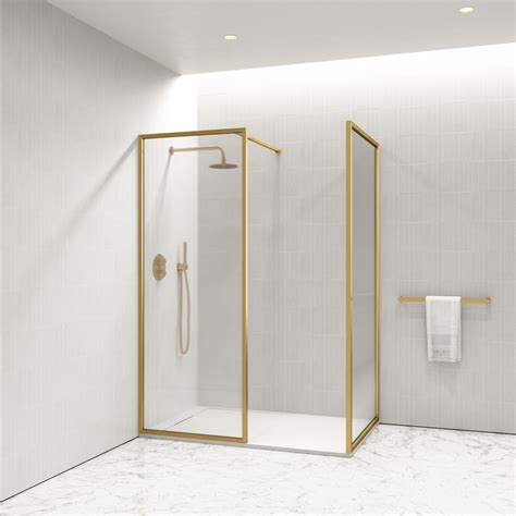 Opulence Reeded Glass Walk In Shower Enclosure Brushed Gold Lusso