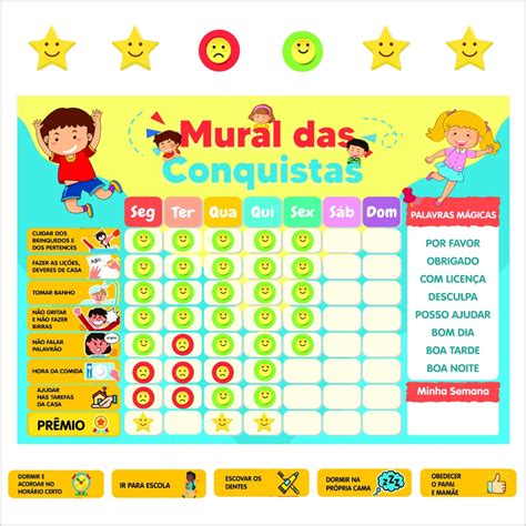Quadro De Rotina Diária Infantil Incentivo Para Atividades Mural De
