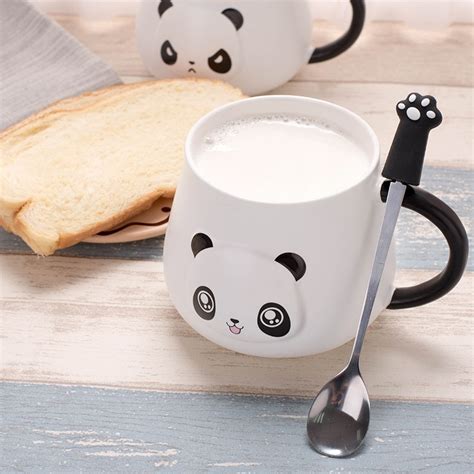 Panda Mug 500 Ml Panda Coffee Mug Cute Panda Mug With Lid And Spoon