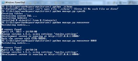 python 2 7 localhost for django not loading after creating table in